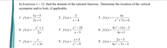 Solved Find the domain of the rational function. Determine | Chegg.com