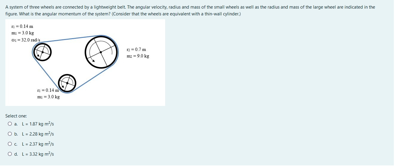 Solved A system of three wheels are connected by a | Chegg.com