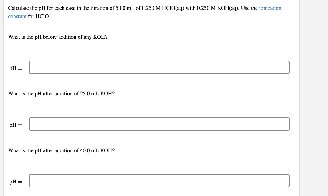 Solved Calculate the pH for each case in the titration of | Chegg.com