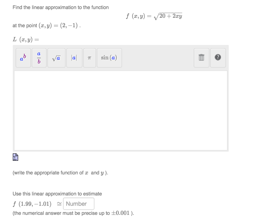 Solved Find the linear approximation to the function f (x, | Chegg.com