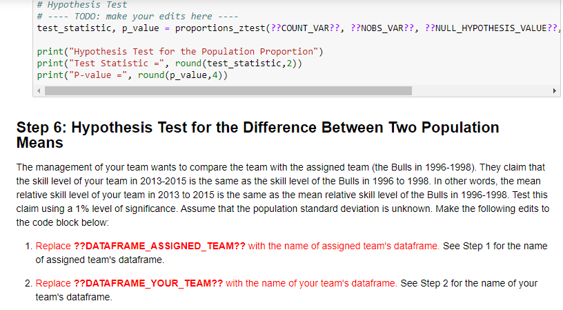 Solved Project Two: Hypothesis Testing This notebook | Chegg.com