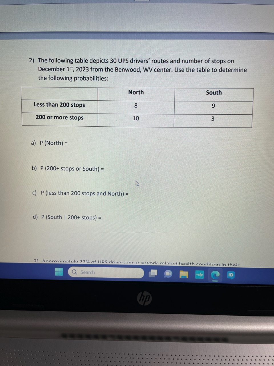 Solved 2) The following table depicts 30 UPS drivers' routes | Chegg.com