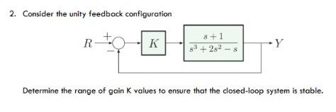 Solved 2. Consider the unity feedback configuration R- to K | Chegg.com