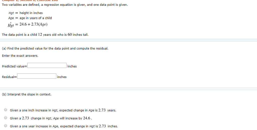 Solved Two variables are defined, a regression equation is | Chegg.com