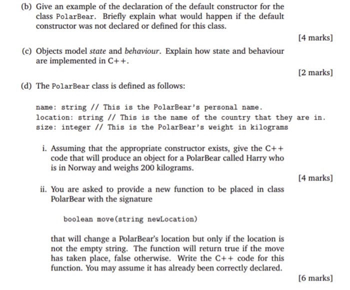 Solved (b) Give an example of the declaration of the default | Chegg.com