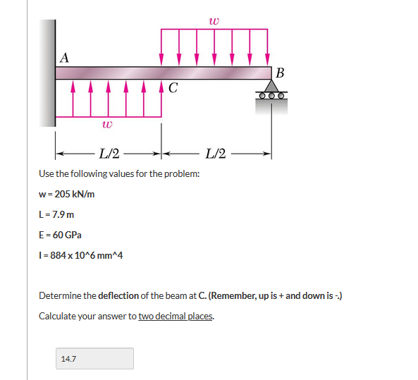 Solved W — L/2— A L Use the following values for the | Chegg.com