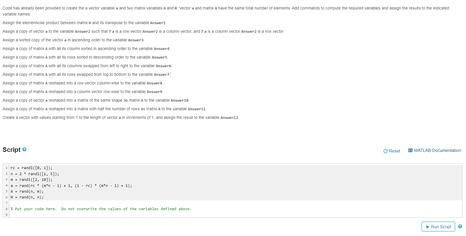 Solved Variable Names Assign The Elementwise Product