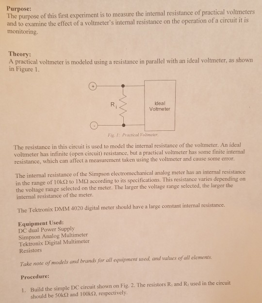 Solved The purpose of this first experiment is to measure | Chegg.com