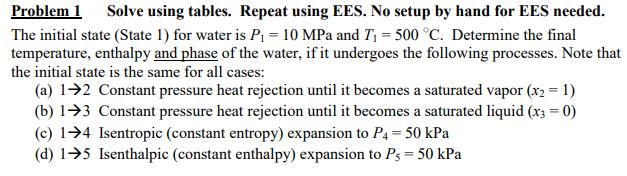 Solved Problem1 Solve using tables. Repeat using EES. No | Chegg.com