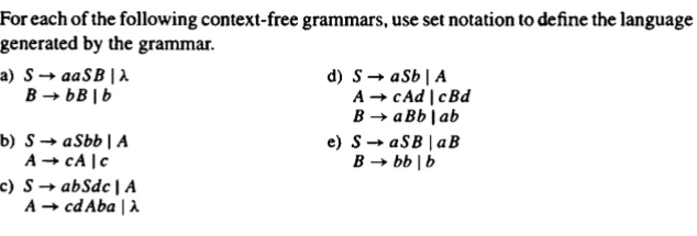 For each of the following context-free grammars, use | Chegg.com