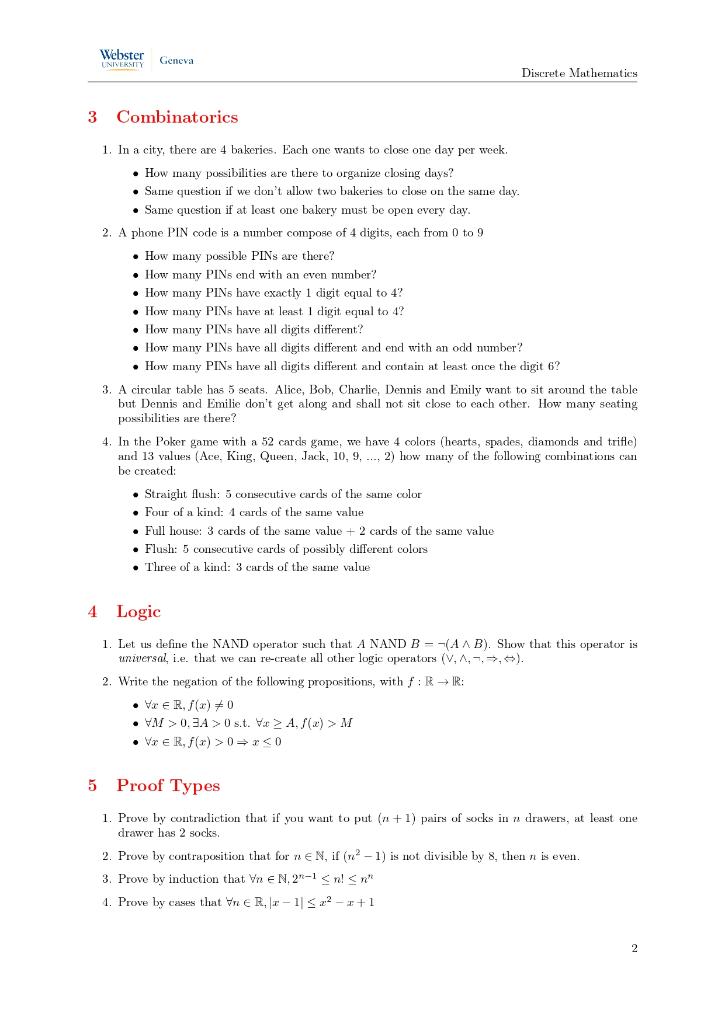 Solved Exercices Part I - Sets, Combinatorics, logic, proof | Chegg.com