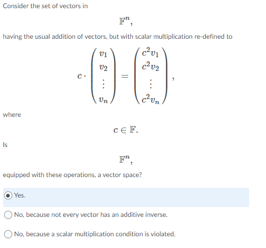 Solved Consider the set V of vectors in R" having all | Chegg.com