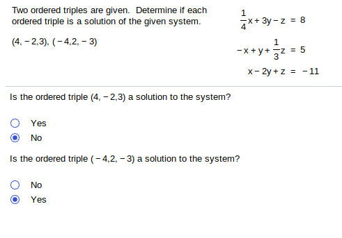 Solved ordered triples a Two re given. Determine if each | Chegg.com