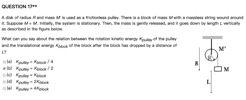 Solved QUESTION 17** A disk of radius R and mass M is used | Chegg.com