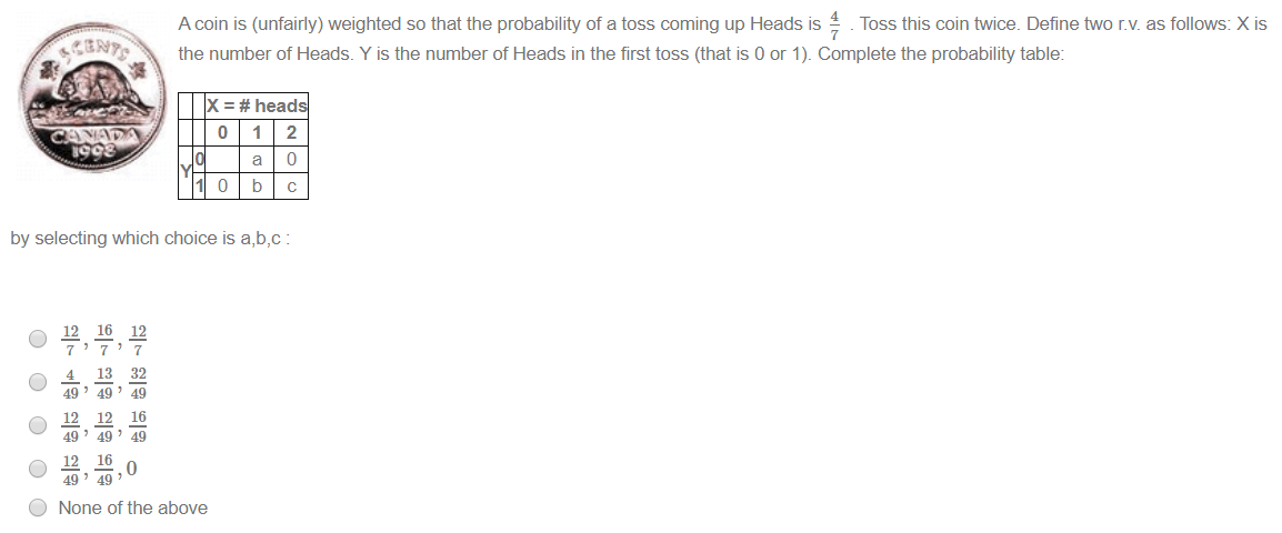 Solved CENYS A coin is (unfairly) weighted so that the | Chegg.com