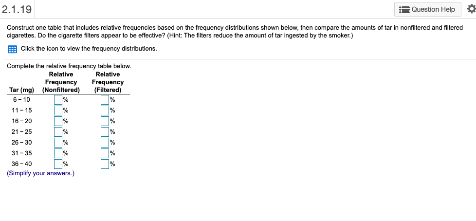 Solved Construct One Table That Includes Relative