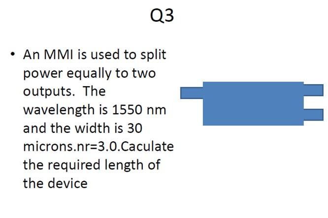 - An MMI is used to split power equally to two | Chegg.com