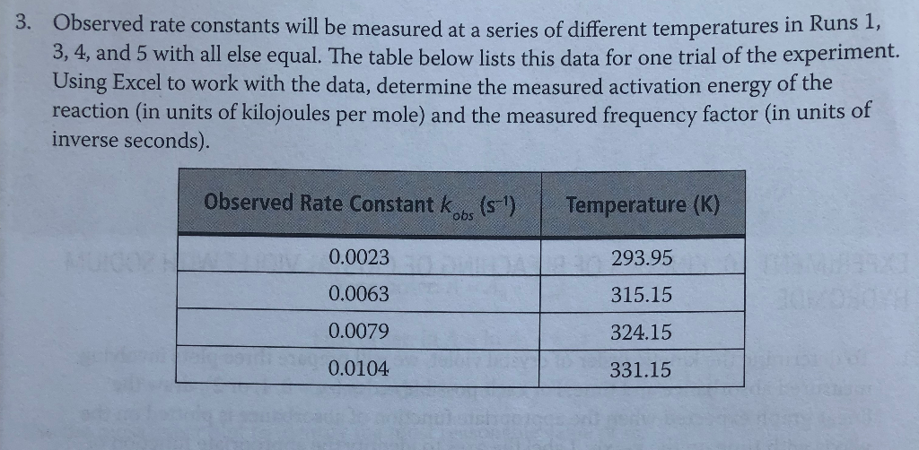 Solved 3. Observed rate constants will be measured at a | Chegg.com
