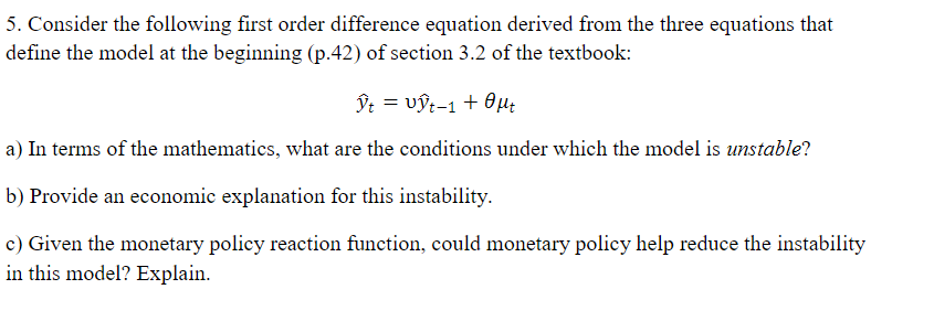 5 Consider The Following First Order Difference 2863