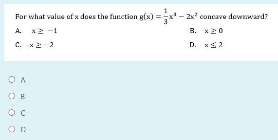 Solved For what value of x does the function g(x)=31x3−2x2 | Chegg.com