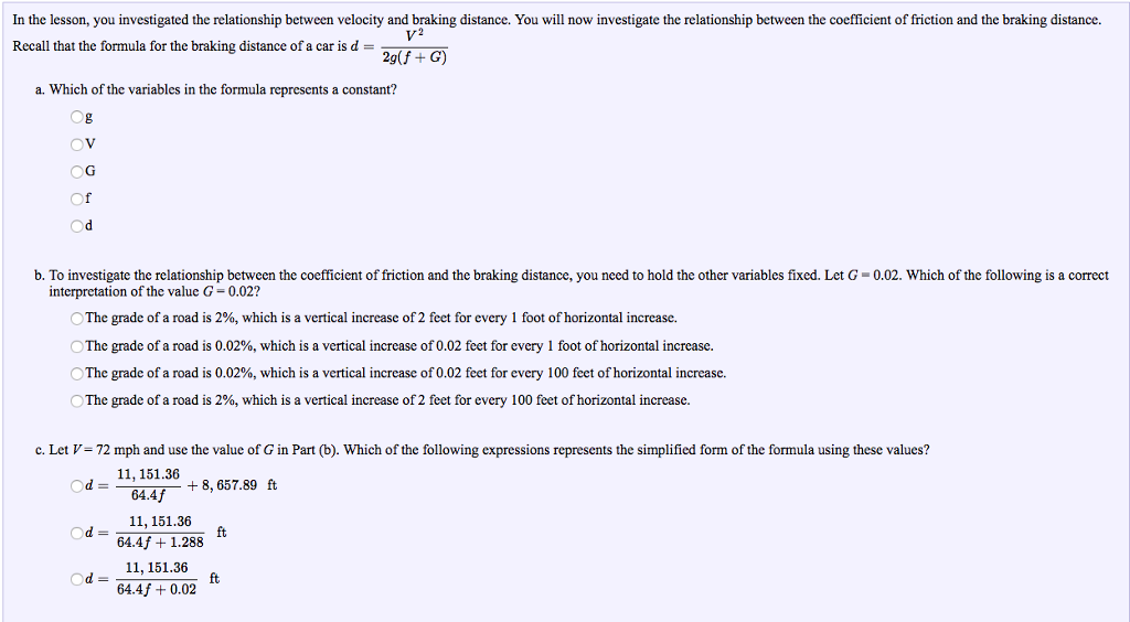 Solved In the lesson, you investigated the relationship | Chegg.com