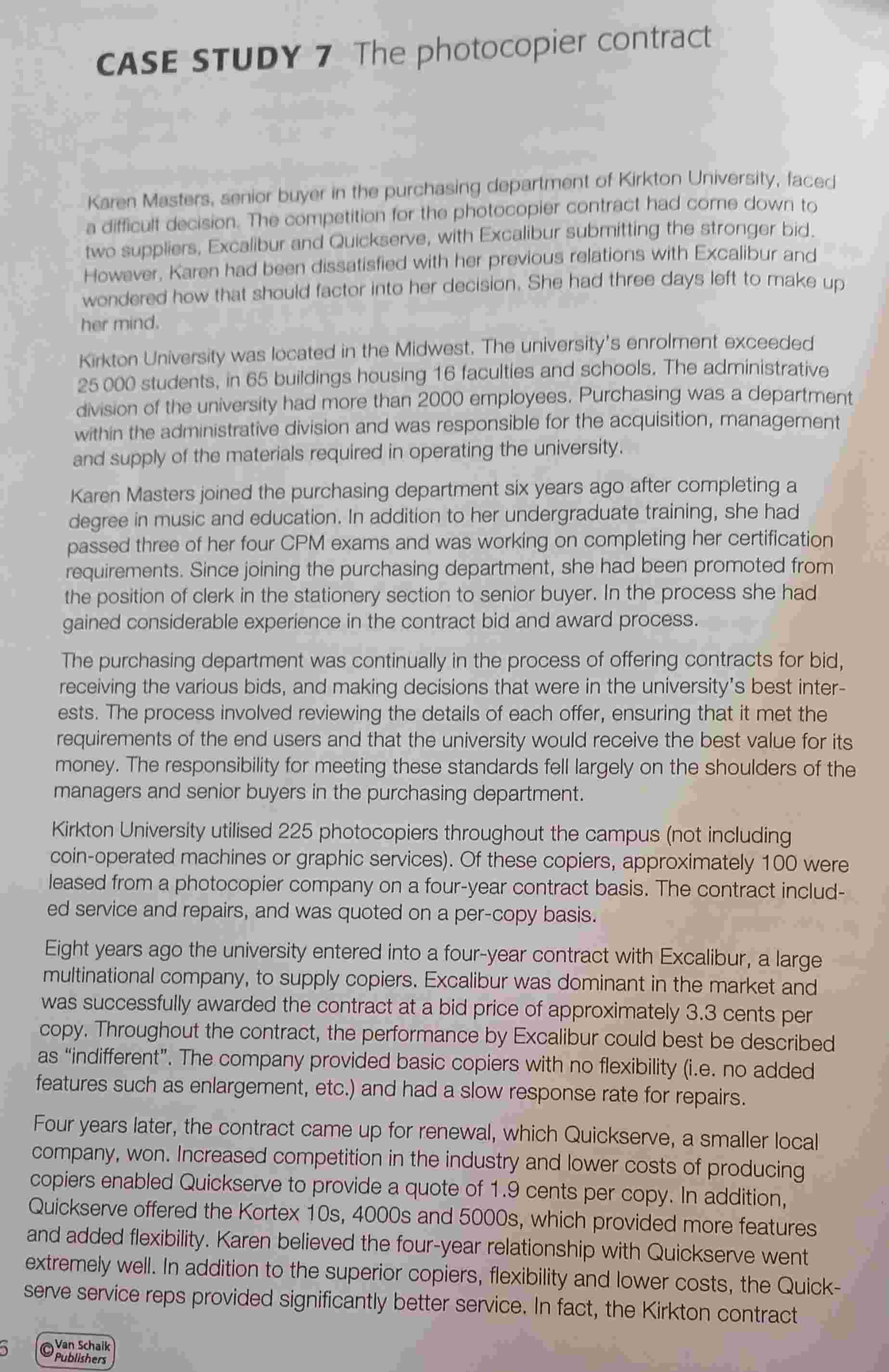 Solved Discuss the photocopier contract case study | Chegg.com