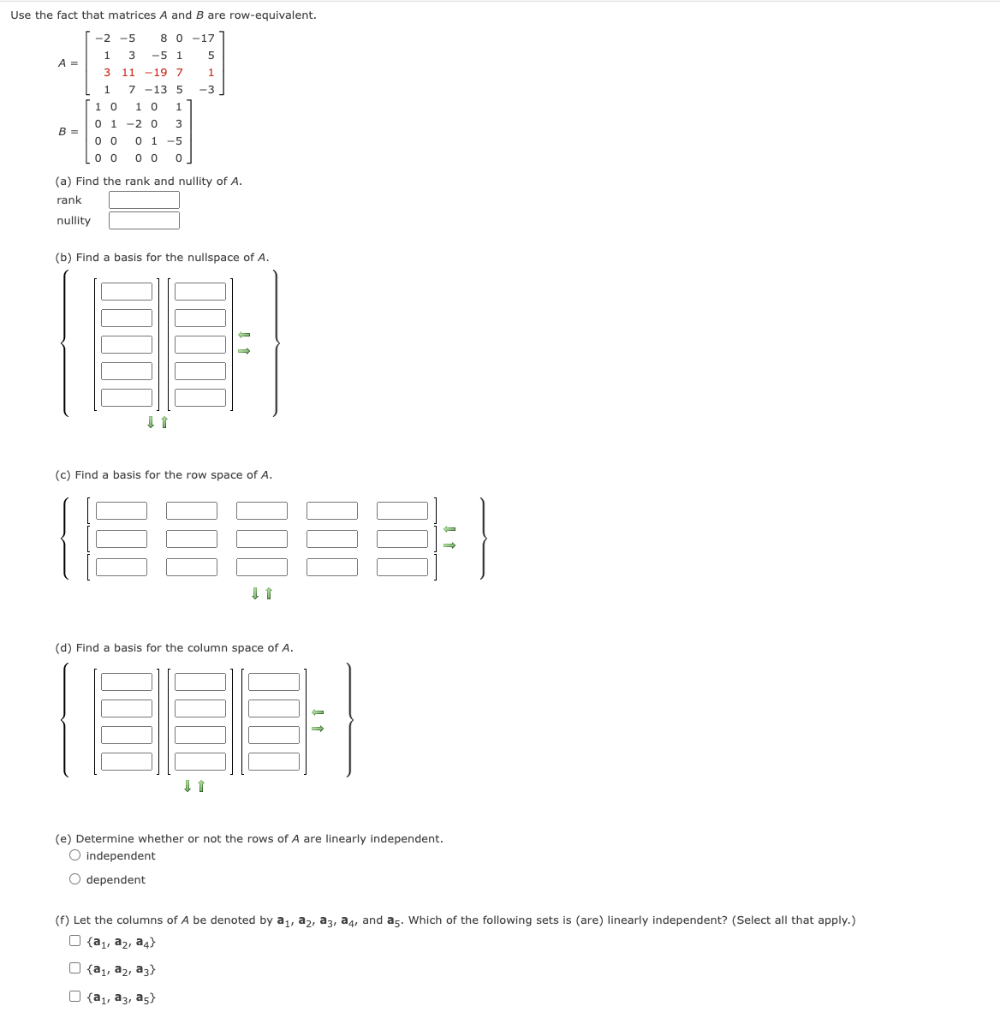 Solved Use the fact that matrices A and B are | Chegg.com