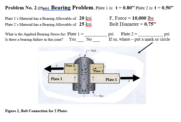 Solved Problem No. 2 (25pts) Bearing Problem, Plate 1 is: | Chegg.com