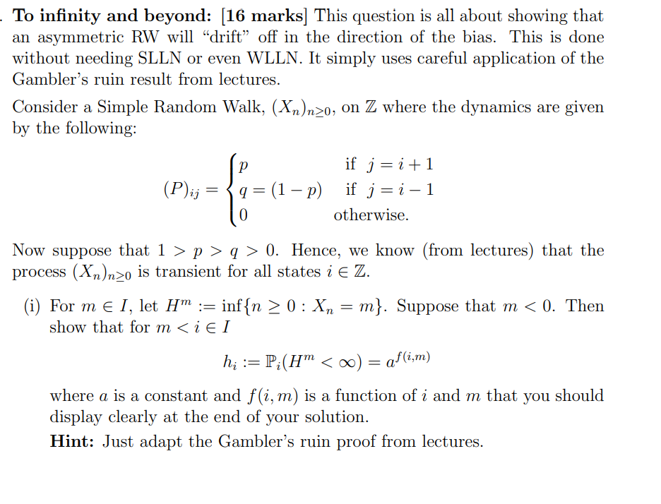 To infinity and beyond: (16 marks] This question is | Chegg.com