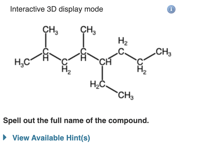 Solved Interactive 3D display mode i CH, CH3 H2 Lot CH3 HEC | Chegg.com