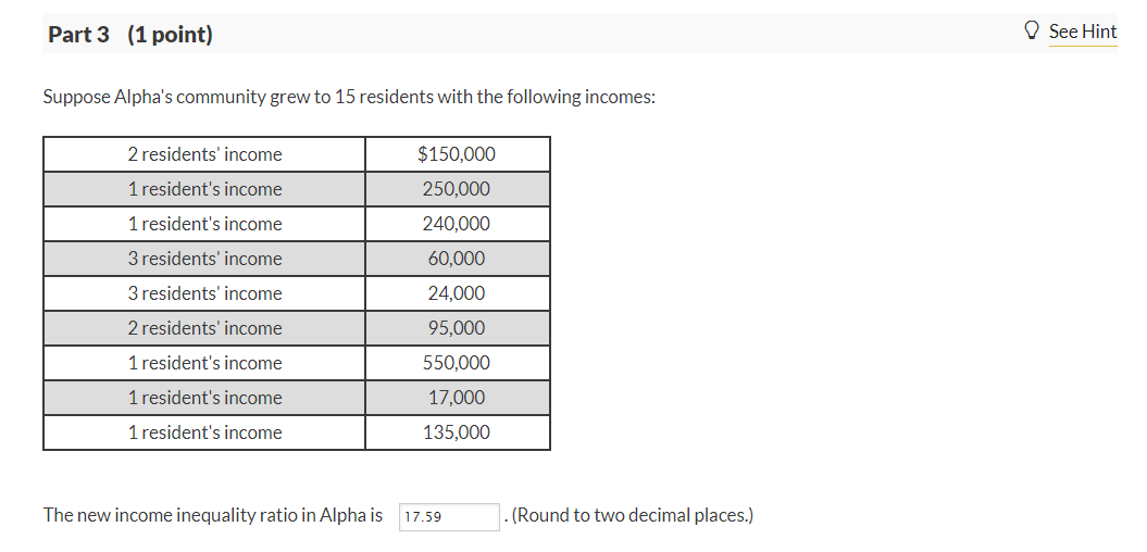 Solved Part 3 (1 point) See Hint Suppose Alpha's community | Chegg.com