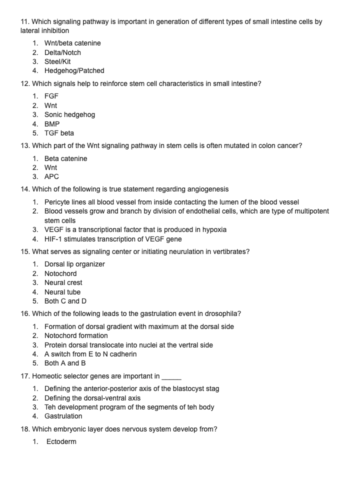 Solved 11. Which signaling pathway is important in | Chegg.com