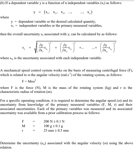 Solved (b) If a dependent variable y is a function of n | Chegg.com