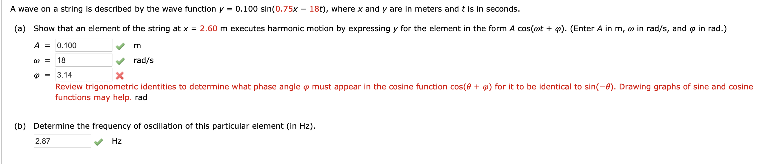 Solved A Wave On A String Is Described By The Wave Function
