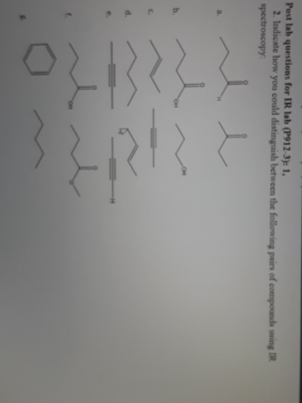 Solved Post lab questions for IR lab (P912-3):1, 2. Indicate | Chegg.com