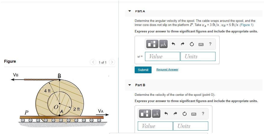 Solved y Part A Determine the angular velocity of the spool. | Chegg.com