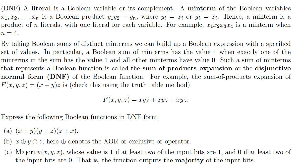 Solved (DNF) A literal is a Boolean variable or its | Chegg.com