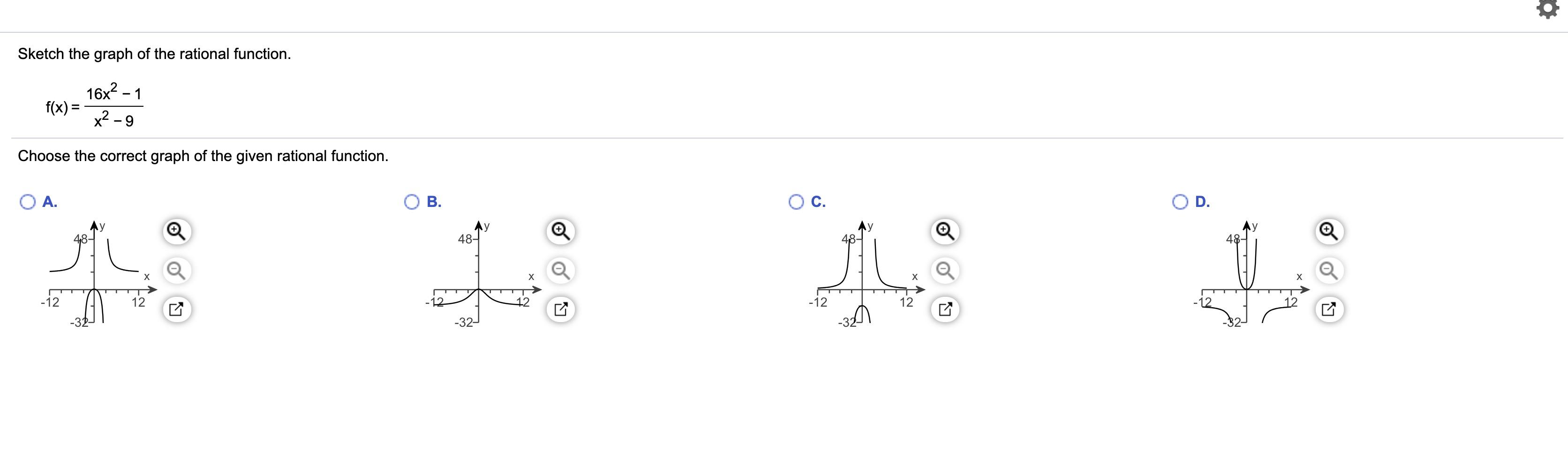 Solved 0 Sketch the graph of the rational function. 16x2-1 | Chegg.com