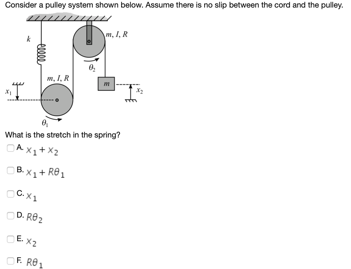 Solved Consider a pulley system shown below. Assume there is | Chegg.com