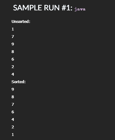 Solved (Sort the array!) Write the Method public static void | Chegg.com
