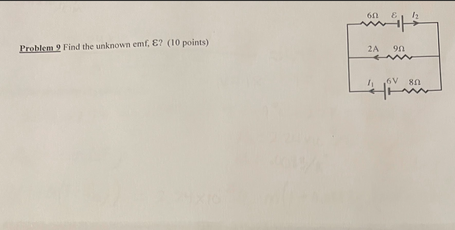 Solved Problem 9 Find the unknown emf, ε ? (10 points) | Chegg.com