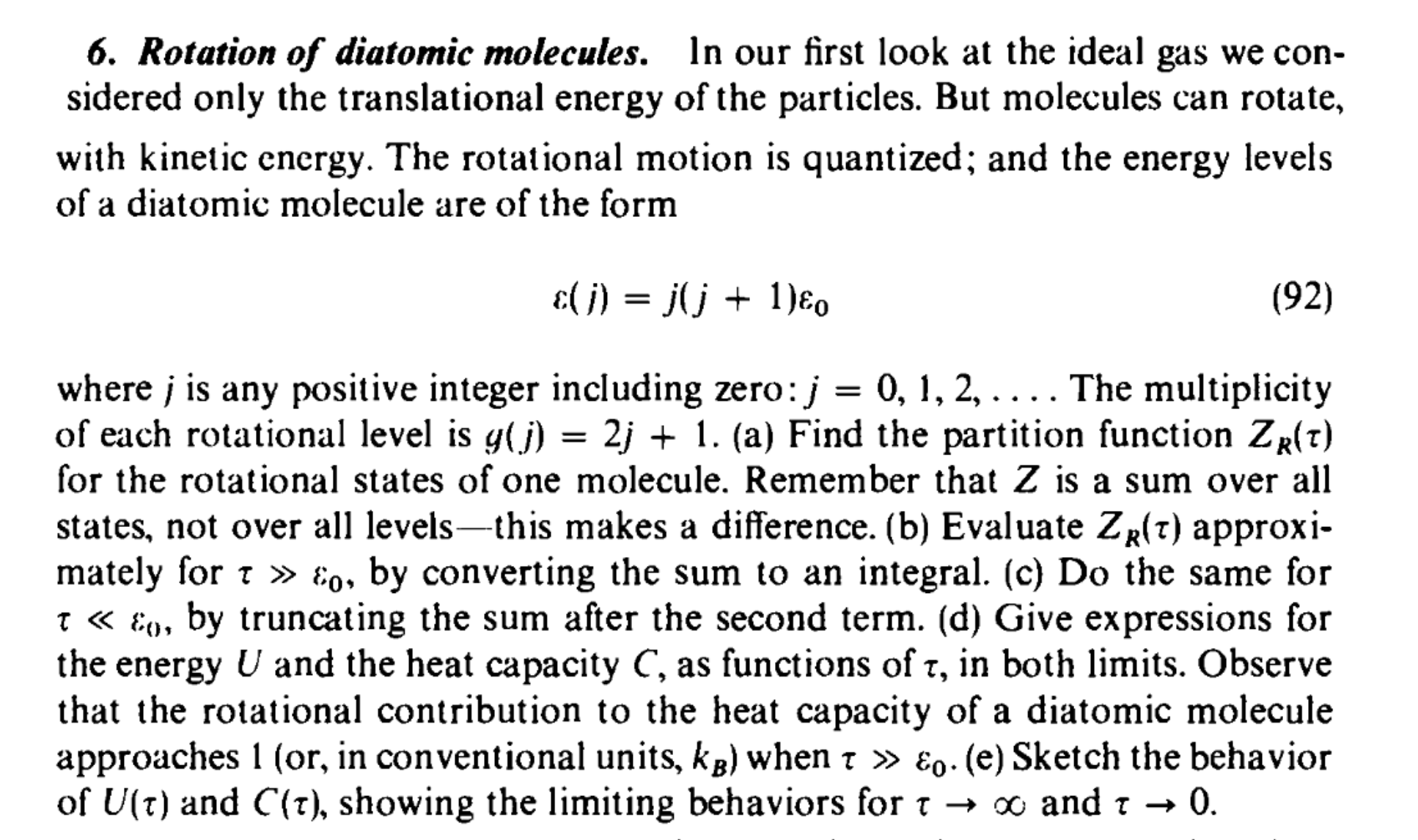 Solved 6. Rotation of diatomic molecules. In our first look | Chegg.com