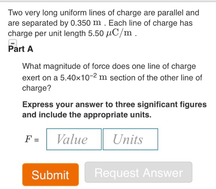 Solved Two very long uniform lines of charge are parallel | Chegg.com
