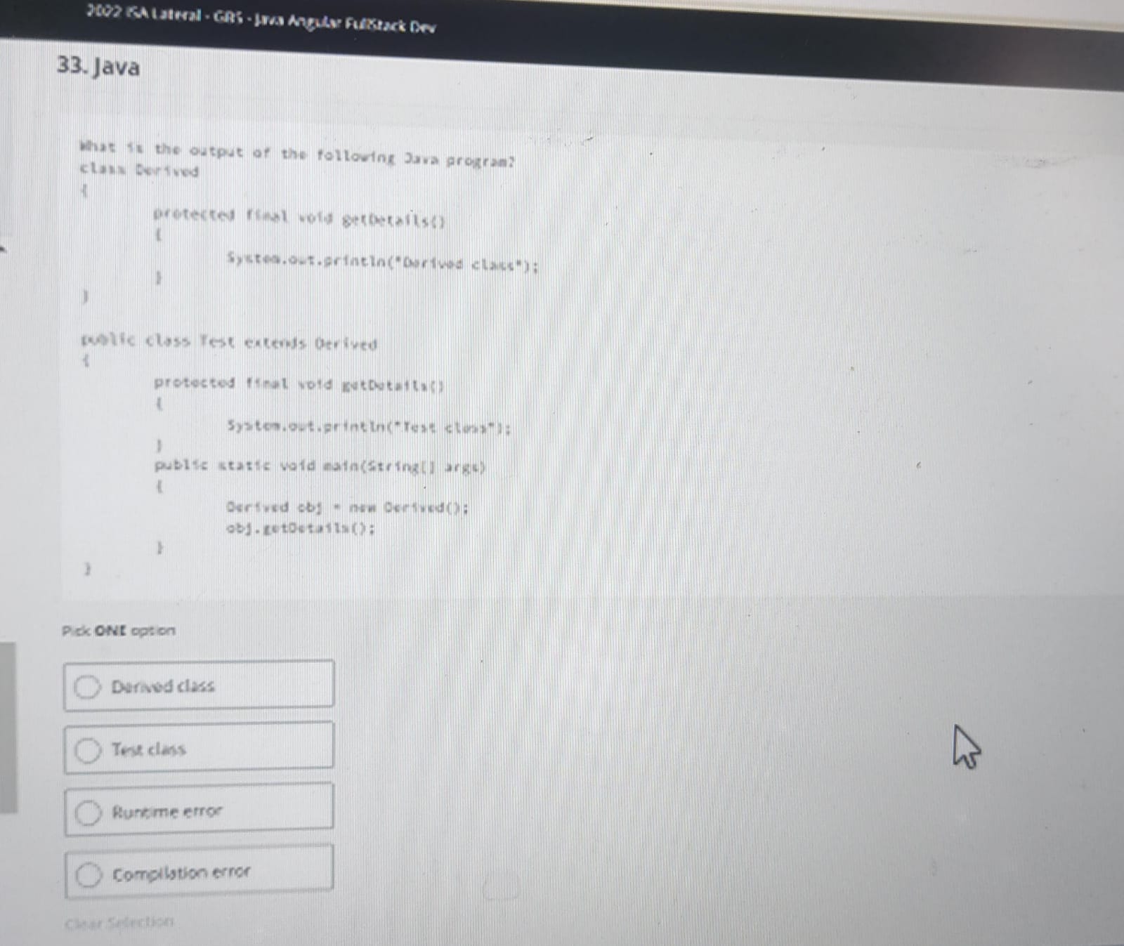 Solved What in the output of the foltowing Java | Chegg.com