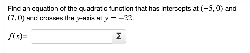 Solved Find an equation of the quadratic function that has | Chegg.com