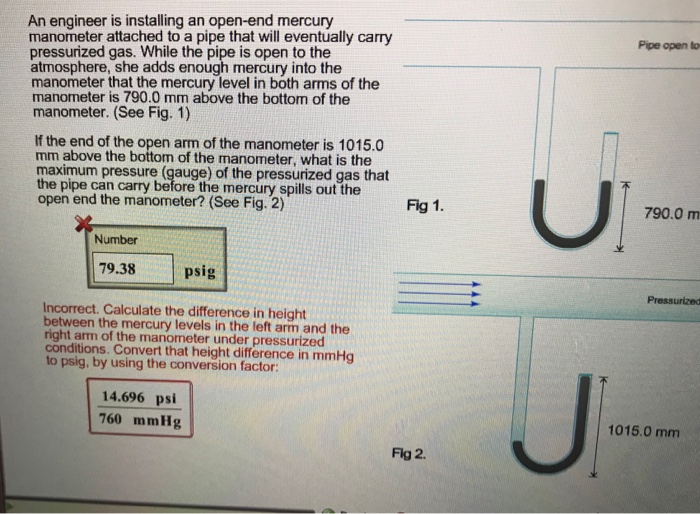 Solved An engineer is installing an open-end mercury | Chegg.com