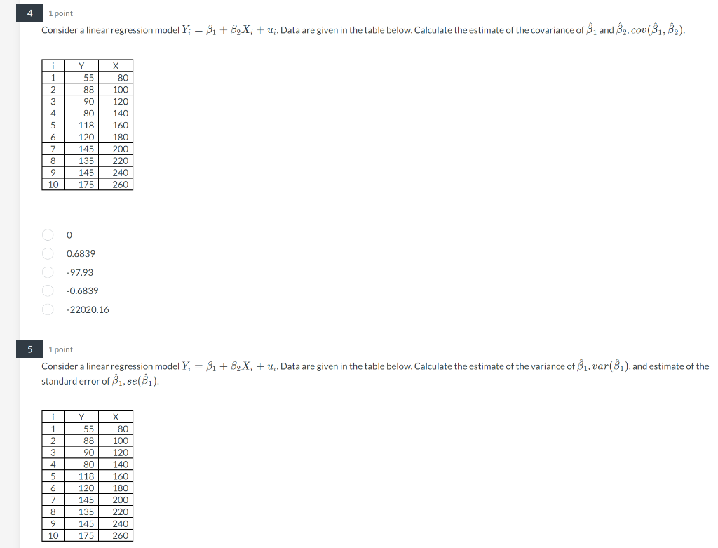 1 point Consider a linear regression model | Chegg.com