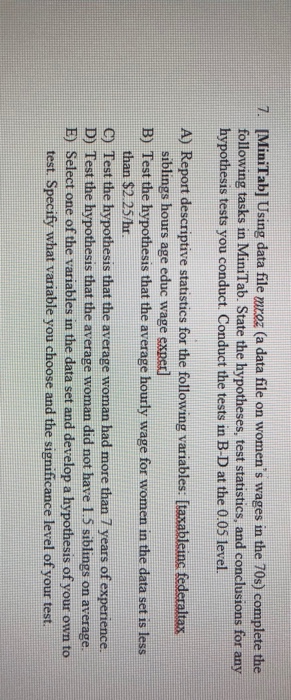 [MiniTabl Using data file uzoz (a data file on | Chegg.com