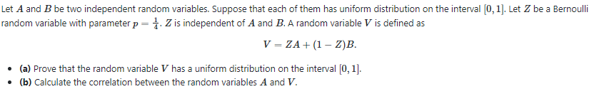Solved et A and B be two independent random variables. | Chegg.com