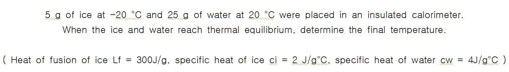 Solved 5 g of ice at −20∘C and 25 g of water at 20∘C were | Chegg.com